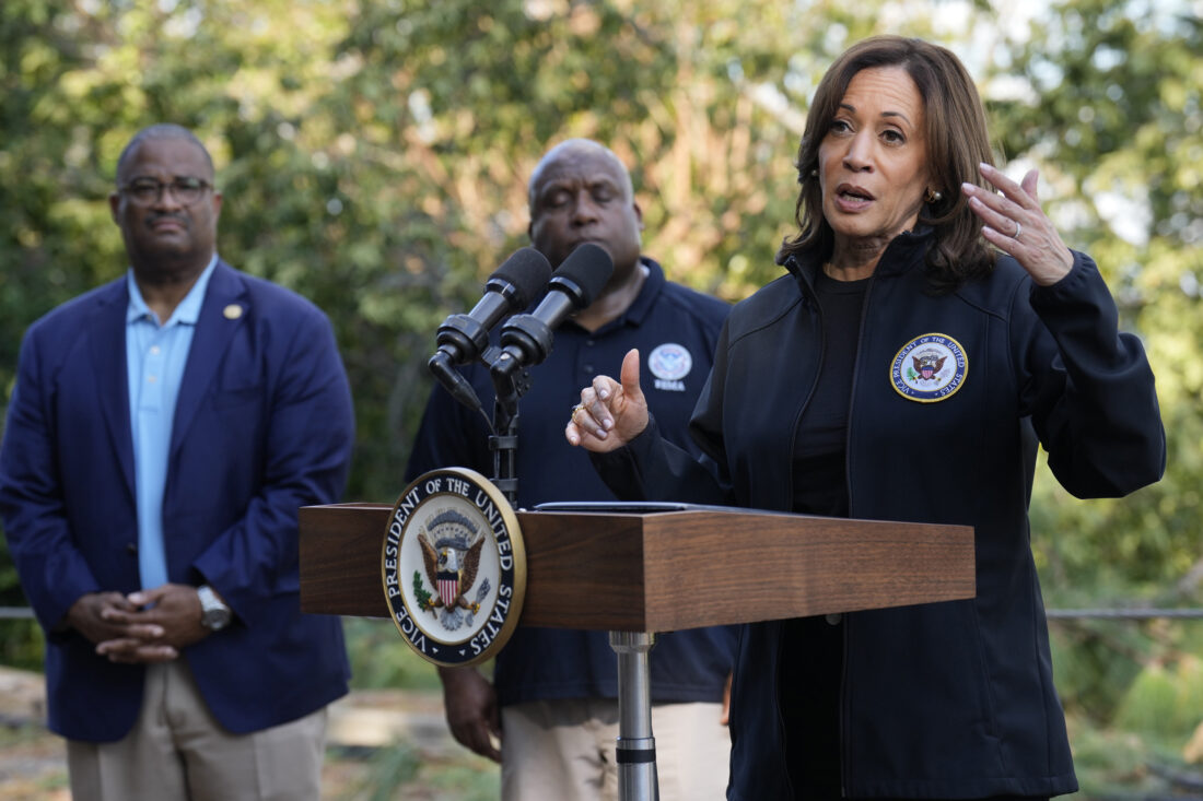 Harris hands out meals, consoles families as she surveys Hurricane ...